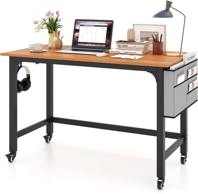 Rolling Office Desk With Lockable Wheels Detachable Bag & Headphone ...