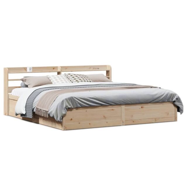 Bed Frame with Headboard 180x200 cm Super King Solid Wood Pine by ...