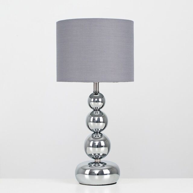 ValueLights Marissa Pair of Stacked Ball Silver Chrome Touch Table ...