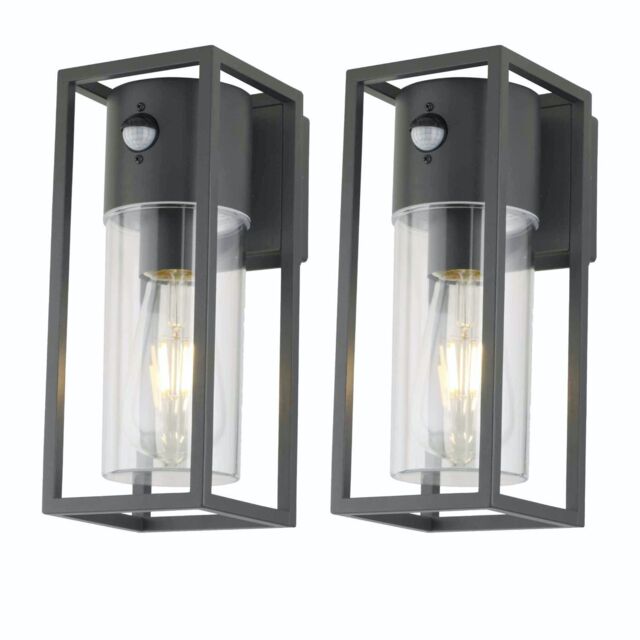 Set of 2 Hale - Black Motion Sensor Outdoor Wall Lights by Debenhams ...