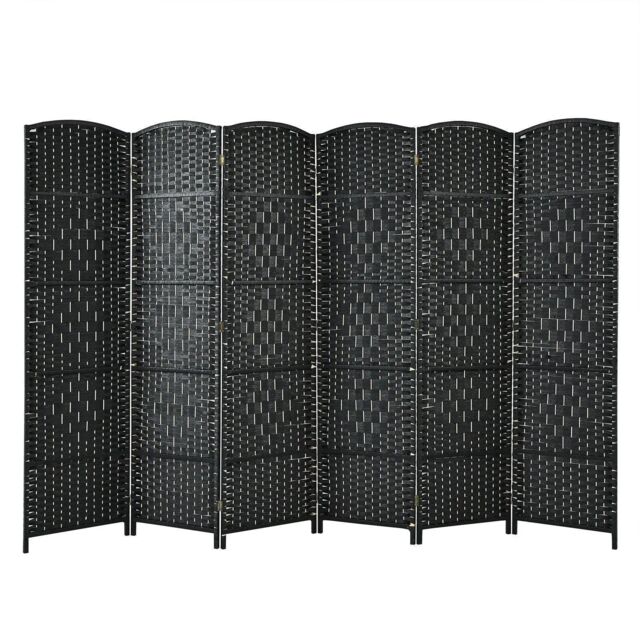 6 Panel Room Divider Folding Hand-woven Rattan Privacy Screen Wall by ...