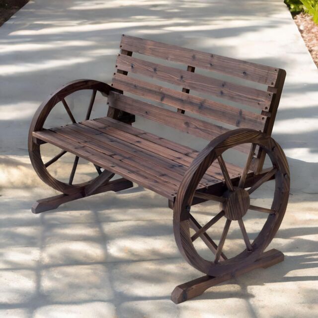 Wooden 2 Seater Wagon Wheel Outdoor Bench by Debenhams | ufurnish.com