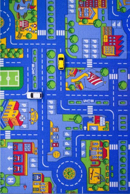 Kukoon Children's Blue Toy Car Roads Kids Soft Play Mat - Size: 140 cm ...
