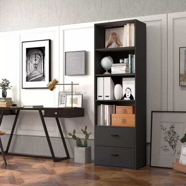 6 Tier Tall Bookshelf Wood Bookcase Organiser by Debenhams | ufurnish.com