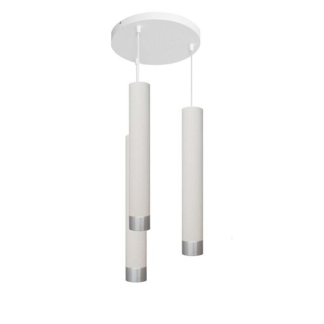 Netlighting Tuba Cluster Pendant Ceiling Light White Chrome 30cm by ...