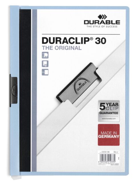 DURACLIP 30 Sheet Document Metal Clip File Folder - 25 Pack - A4 Blue ...