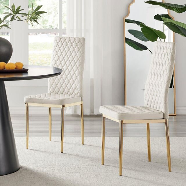 Set of 6 Milan High Back Soft Touch Diamond Pattern Velvet Dining ...