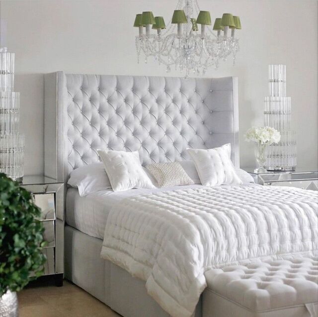 Chelsea Wing Divan, Chenille - Hb 152 Cm, White by Debenhams | ufurnish.com