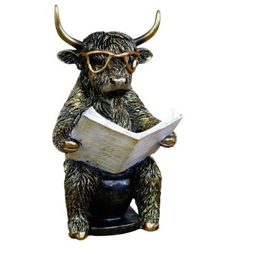 Bronze Highland Cow On The Loo Figurine Ornament by Debenhams ...
