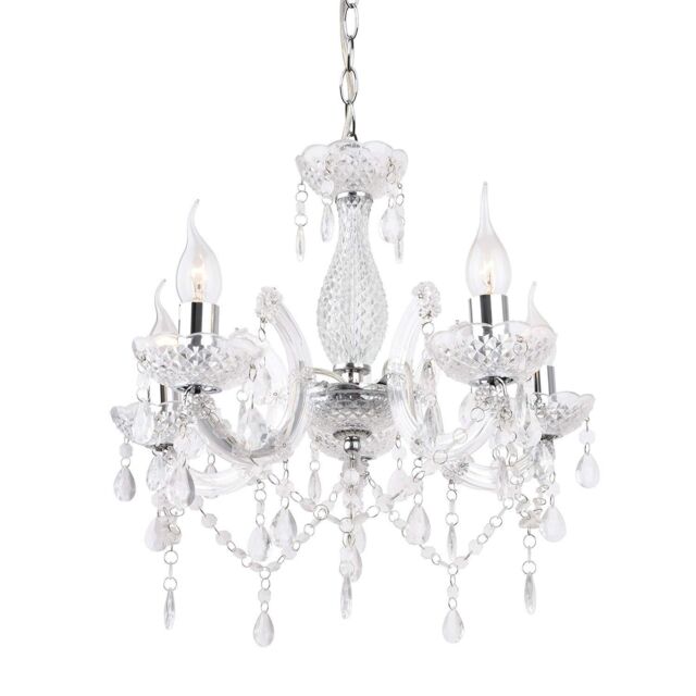 5-Light Chrome Chandelier with Smoked Acrylic Shades by Debenhams ...
