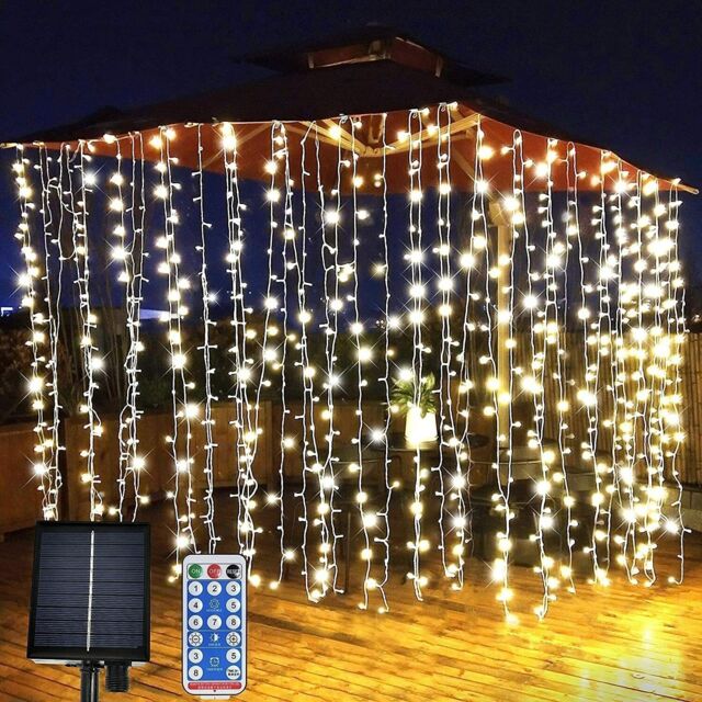 Solar Curtain Fairy String Lights Hanging Gazebo Patio Garden by ...