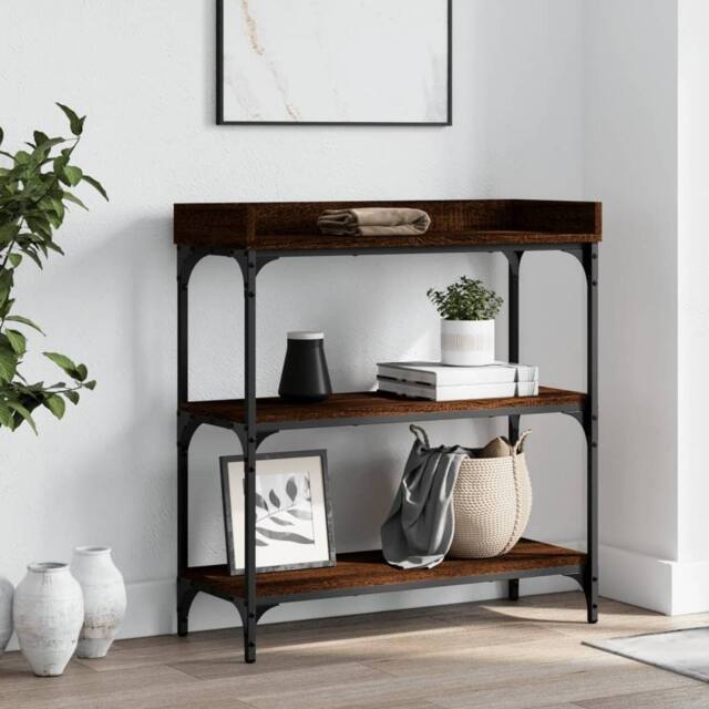 Berkfield Home Console Table with Shelves Brown Oak 75x30x80 cm - Size ...