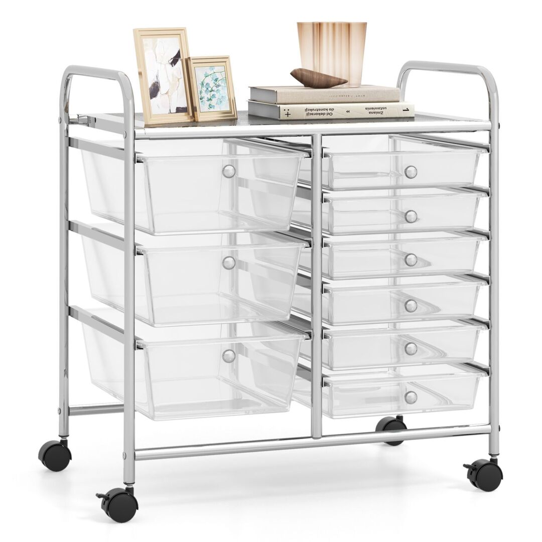 Amazon Plastic Costway 6 Drawer Rolling Storage Cart Tools Scrapbook ...