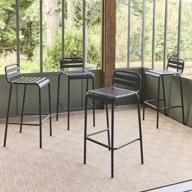 Set Of 4 Steel And Stackable Garden High Chairs by Debenhams | ufurnish.com