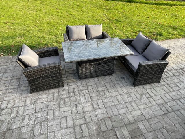 4pcs Rattan Outdoor Garden Furniture Sofa Set Height Adjustable Rising ...