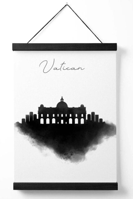 Vatican Watercolour Skyline City Framed Print SIZE: A2 with Black Frame ...