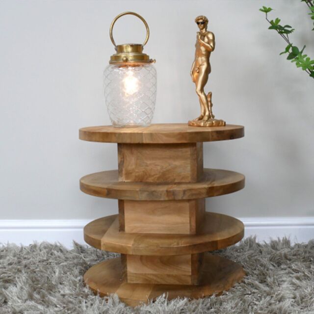 Round Wooden 4 Tier Side Table by Debenhams | ufurnish.com
