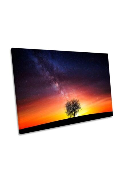 Milky Way Lonely Tree Outer Space Canvas Wall Art Picture Print by ...