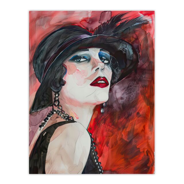 "Artery8 Glamorous Flapper Portrait 1920s Scarlet Wall Art Print in Red ...