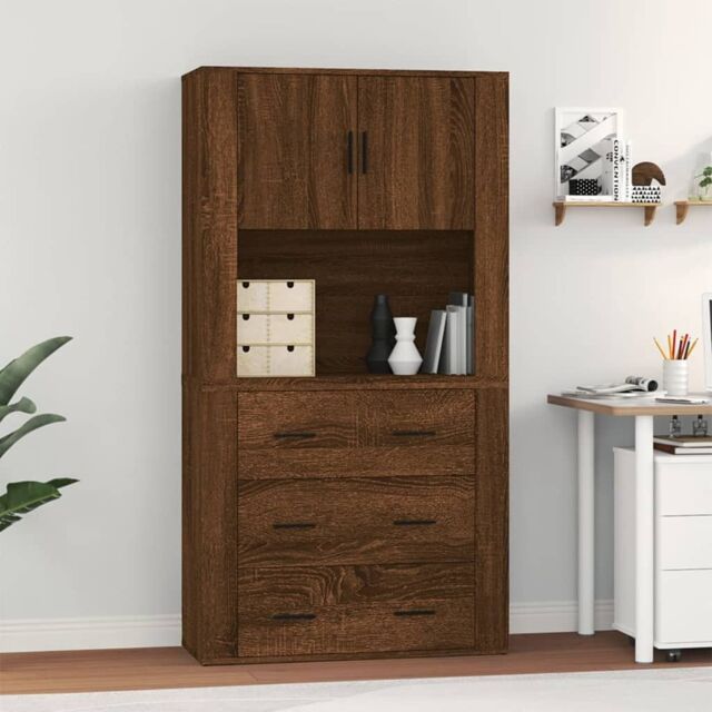 Highboard Brown Oak Engineered Wood by Debenhams | ufurnish.com