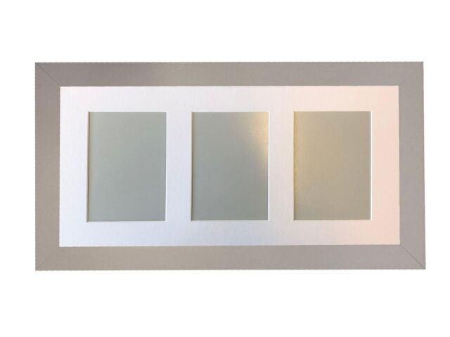 Frames & Mirrors 4U Metro Light Grey Frame with White Mount for 3 Image ...