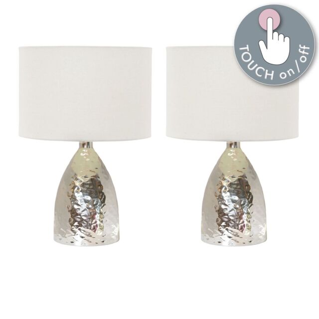 Set of 2 Medina - 45cm Touch Table Lamps with White Shades by Debenhams ...