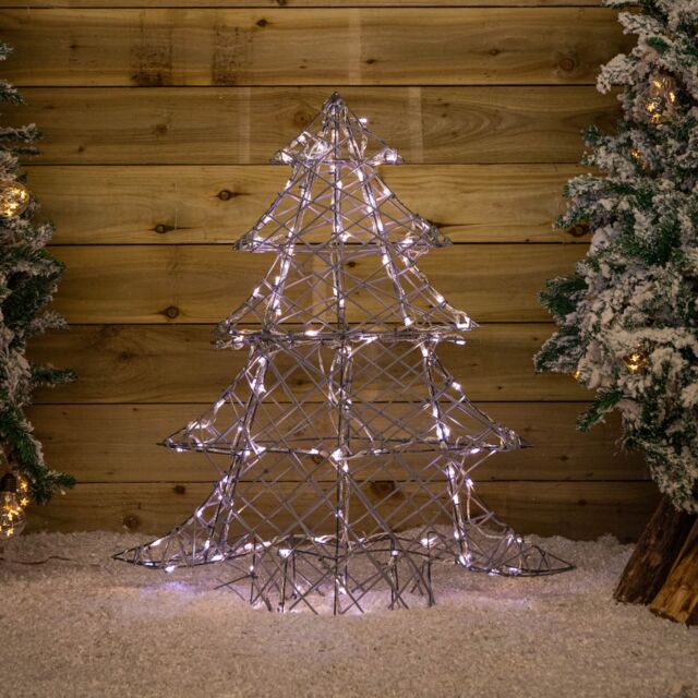 Samuel Alexander 90cm Light up Grey Rattan Christmas Tree with 120 ...