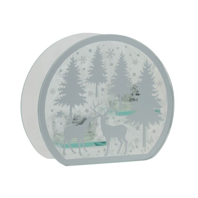 Frosted Haven Winter Scene Glass Double Tealight Holder by Debenhams ...
