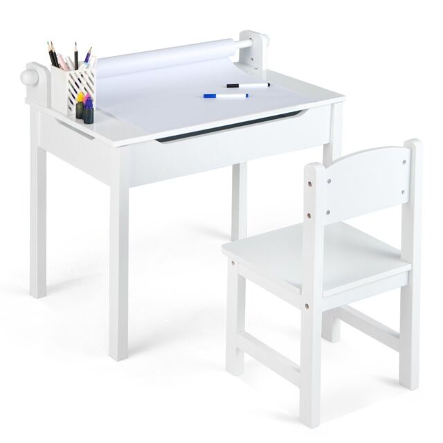 Costway Kids Art Table Set with Lift Top Toddler Craft Table & Chair ...