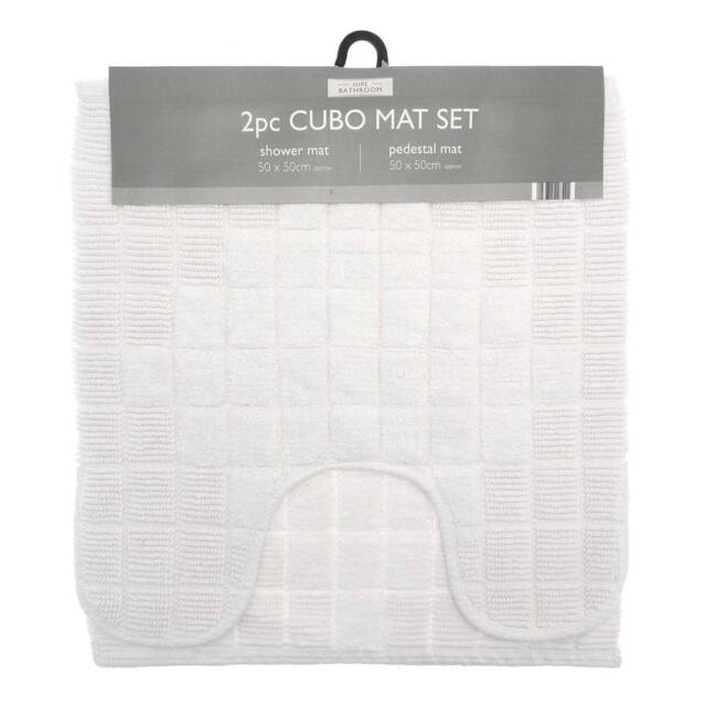 Country Club White - Cubo Shower & Pedestal Mat Set - Size: Bath Mat by ...