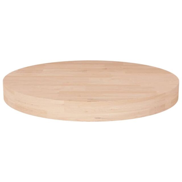 Round Table Top √ò40x4 cm Untreated Solid Wood Oak by Debenhams ...