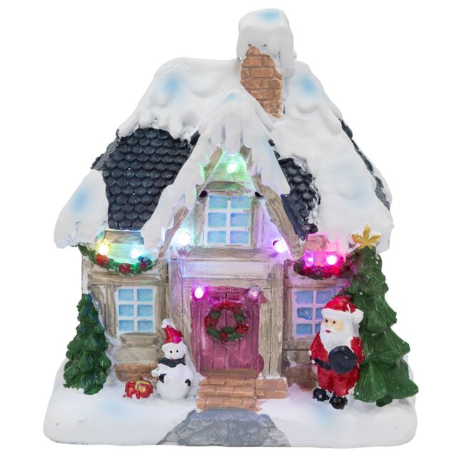 LED Resin Christmas House Santa With Lights by Debenhams | ufurnish.com
