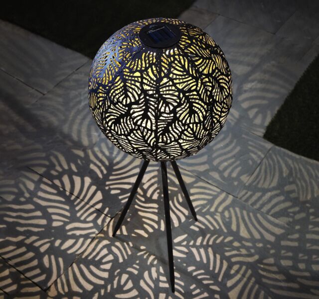 Leaf Effect Solar Powered Sphere Light - 80 x 29cm Warm LED Glow Globe ...