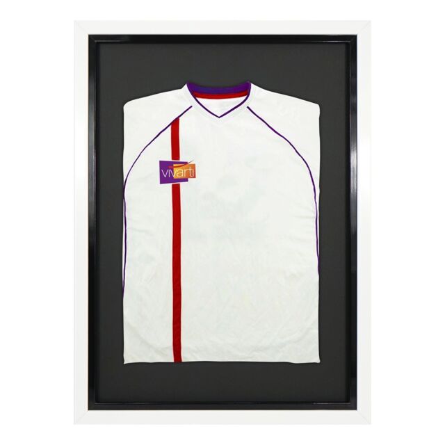 Standard Mounted Sports Shirt Display Frame with Gloss White Frame and ...