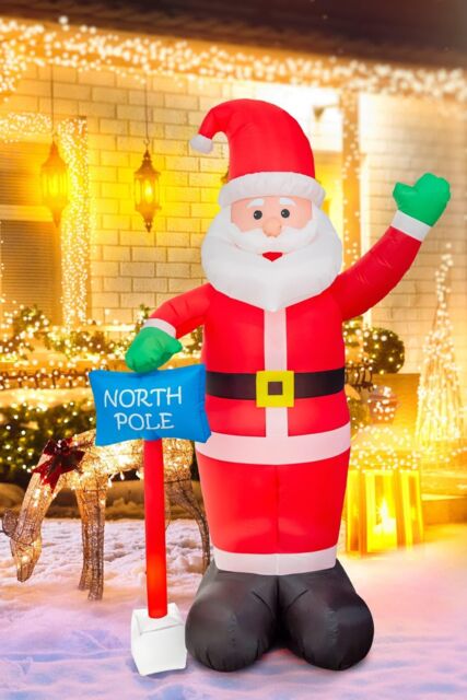 Shatchi 6ft Inflatable Hand Waving Santa Clause with North Pole Sign ...