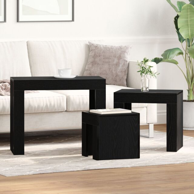 3-Piece Nesting Coffee Table Set - Black Oak Engineered Wood by ...