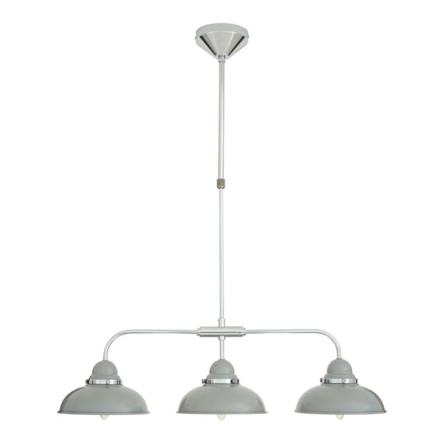 Orsina Grey Chrome Pendant Light With 3 Stainless Steel Shades, Vintage ...