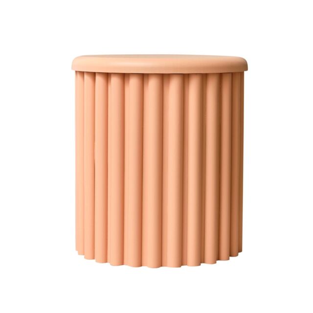 Peach Wooden Fluted Storage Stool / Side Table by Debenhams | ufurnish.com