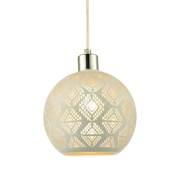 Modern Round Matte White Pendant Lighting Shade with Laser Cut Diamond ...