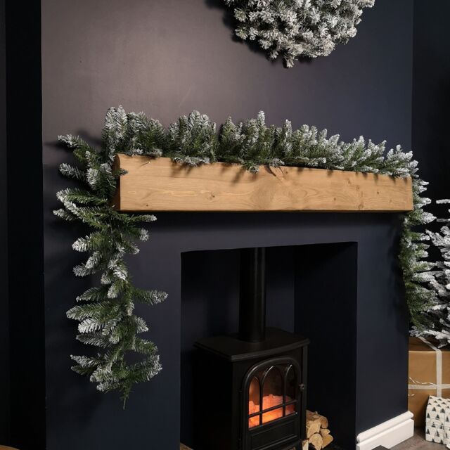 Samuel Alexander 2.7m x 25cm Snow Tipped Plain Christmas Garland with ...