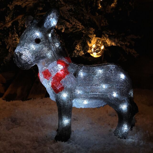34cm Battery Operated LED Light up Acrylic Christmas Donkey Decoration ...