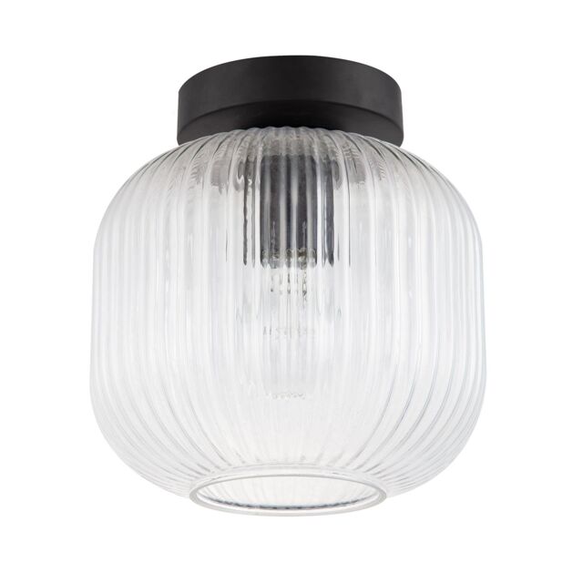 Happy Homewares Contemporary Ceiling Light Fitting with Clear Ribbed ...