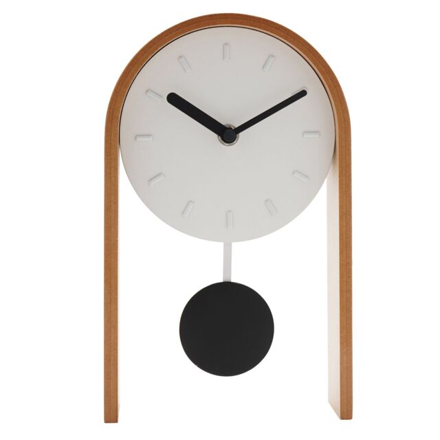 Pendulum Wooden Desk Clock - Black & White by Debenhams | ufurnish.com