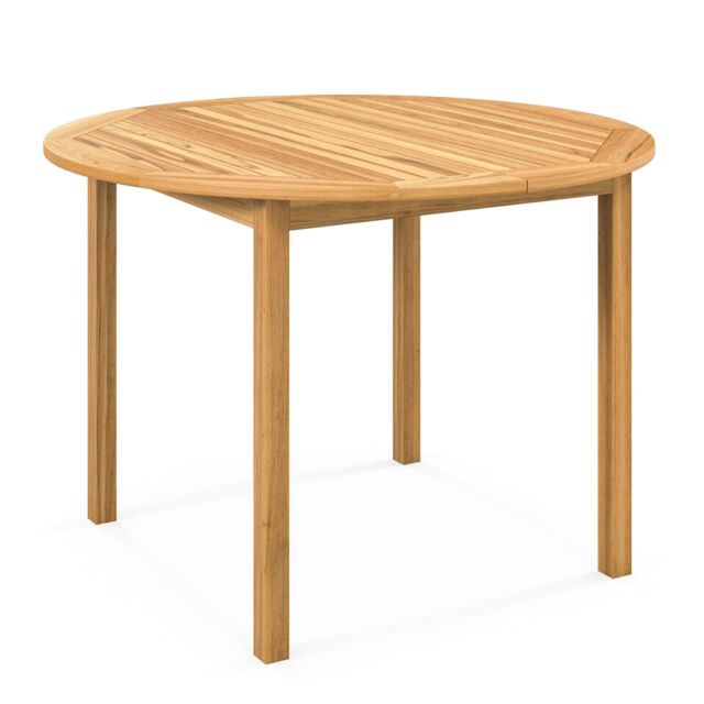 4-Person Large Round Dining Table Outdoor Acacia Wood Patio Bistro ...