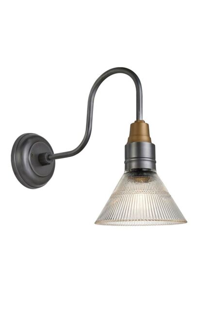 Swan Neck Glass Funnel Wall Light, 7 Inch, Pewter by Debenhams ...