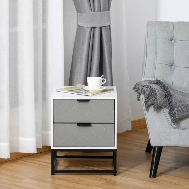 Grey and White Chevron Bedside Table With Drawers by Debenhams ...