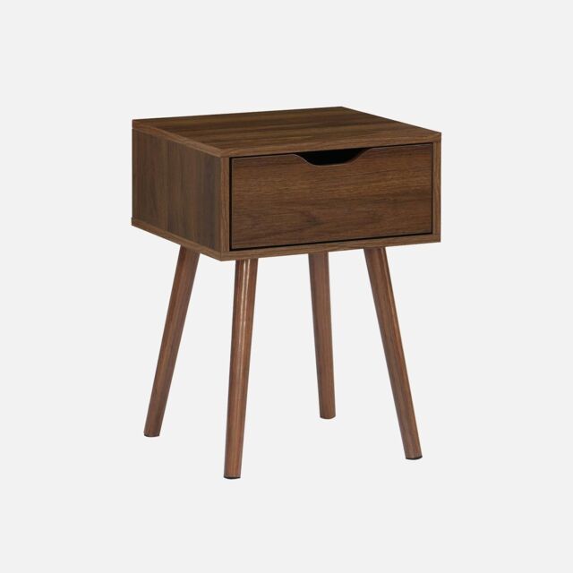 Walnut-stained Wood Bedside Table 1 Drawer by Debenhams | ufurnish.com