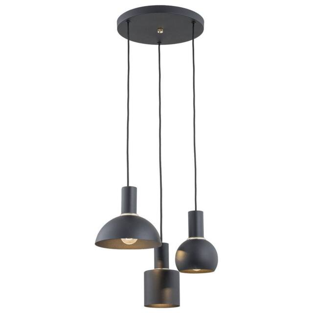 Netlighting Sines Cluster Pendant Ceiling 3 Light Black Structure Brass ...