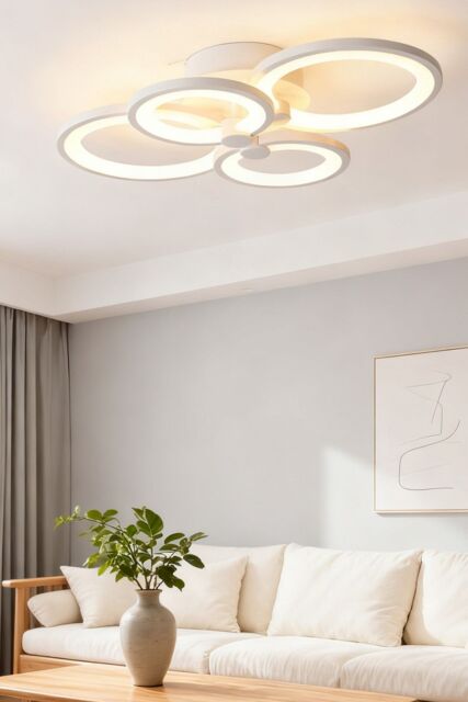 Living and Home LED Semi Flush Ceiling Light in White by Debenhams ...