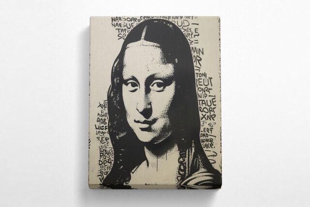 Mona Lisa Graffiti Writing Canvas Print by Debenhams | ufurnish.com